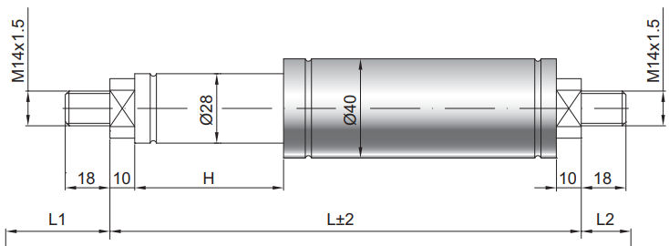 Gaszugfeder 28-40 Hub 300 - Gasfedershop.de